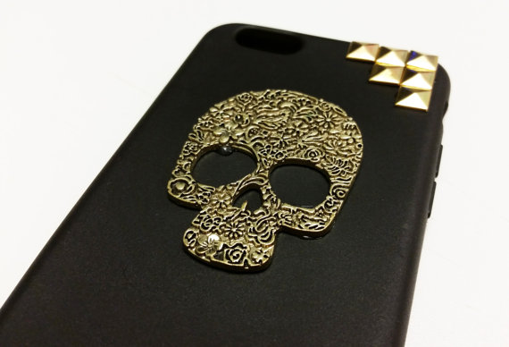 Iphone 6 Flip Touch Screen Cases Embellished With Skull Alloy And Gold ...
